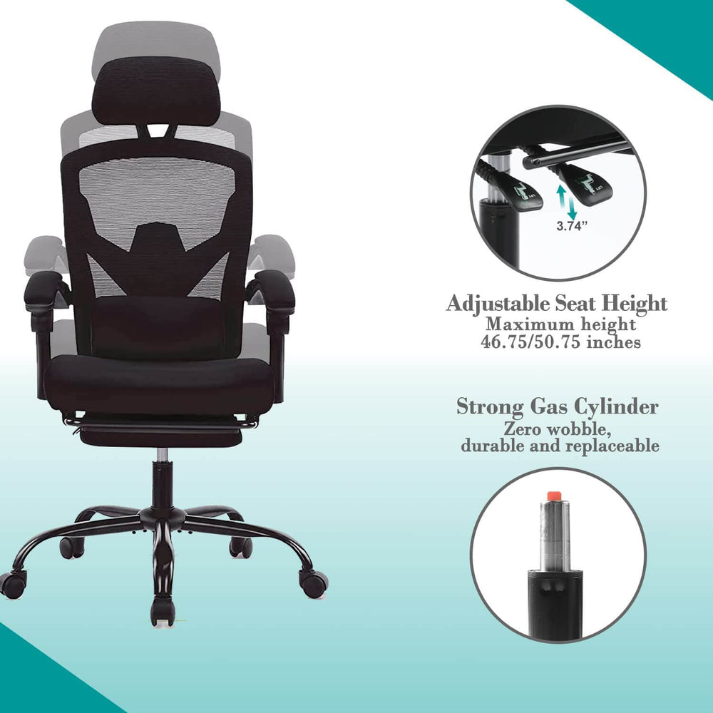 JOYFINITY Retractable Footrest Ergonomic Swivel Office Chair with Lumb